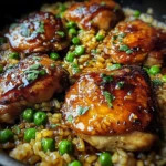 One Pan Sweet Garlic Butter Honey Chicken and Rice