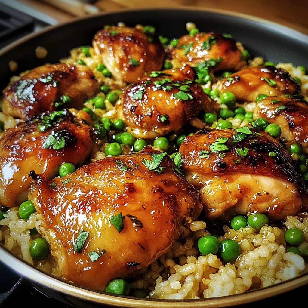 One Pan Sweet Garlic Butter Honey Chicken and Rice