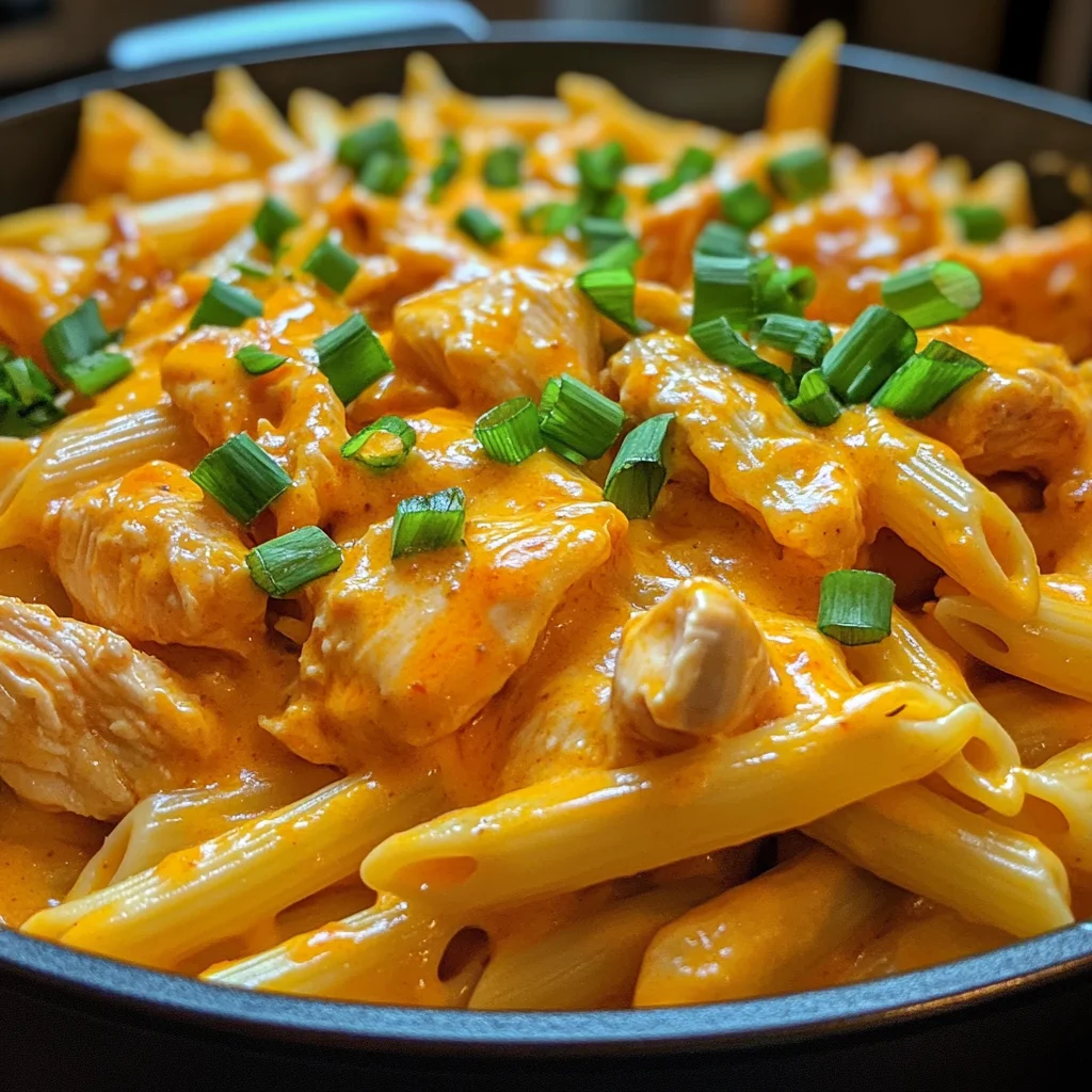 One Pot Creamy Buffalo Ranch Chicken Penne