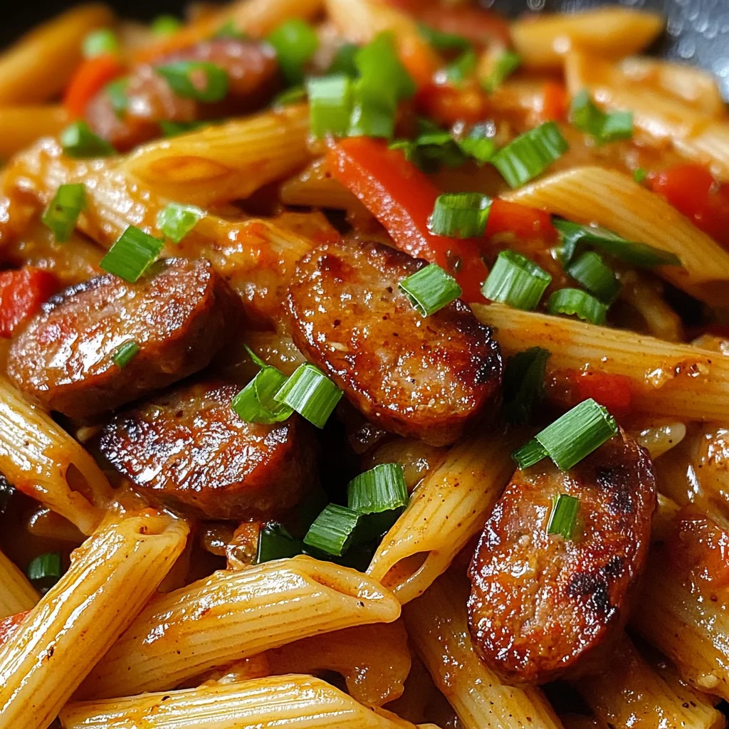 Sticky Cajun Sweet Chili Sausage Pasta Skillet